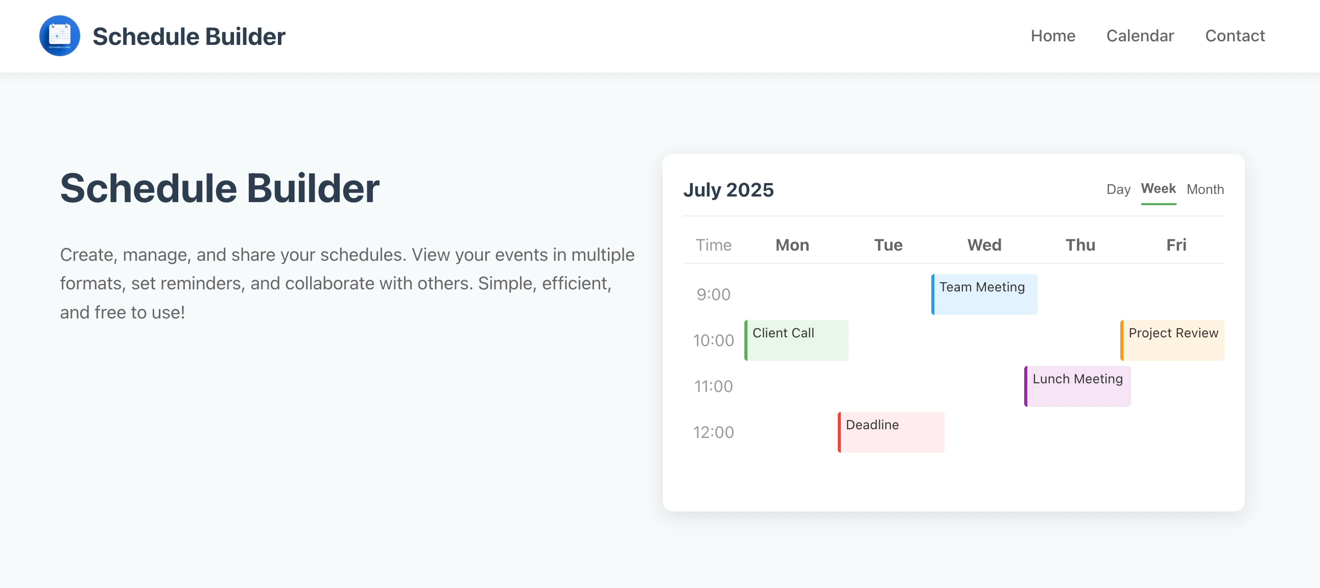 Schedule Builder - Free Online Calendar and Scheduler | Firsto